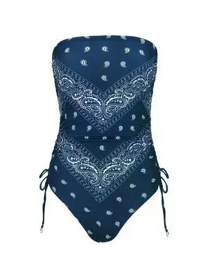 DAZE DAYZ Strapless Bandana Print Tube Swimsuit - Blue