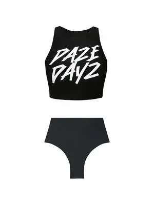 DAZE DAYZ Logo Print High-waisted Swimwear - Black