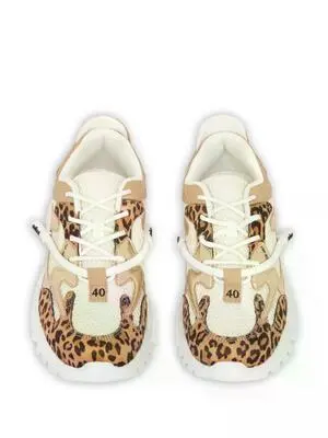 GAËLLE PARIS Gaelle Leopard-panel Sneakers