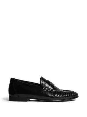 POSA Wrinkled-textured Loafers - Black