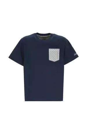 MC2 SAINT BARTH Geometric-print Chest-pocket T-shirt - Blue