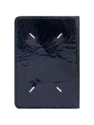 MAISON MARGIELA Four Stitches Crackled Card Holder - Blue