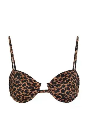 AWAY THAT DAY Aruba Leopard-print Bikini Top - Brown