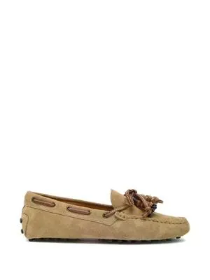 TOD'S Gommino Loafers With Bow Detail - Brown