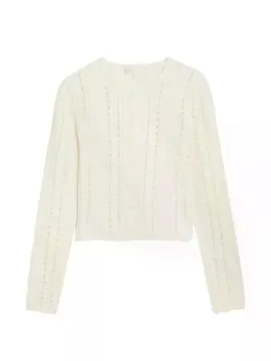 LoveShackFancy Pointelle-knit Scalloped-edge Cardigan