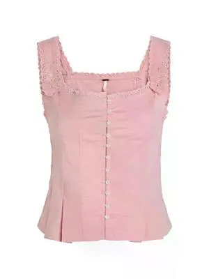 Free People Bridgette Broderie-anglaise Corset Top - Pink