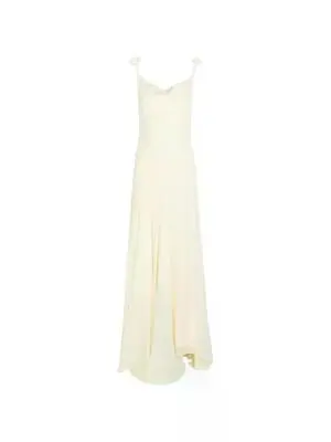 DE LA VALI Dia Lace-trimmed Floral-appliqué Maxi Dress - Neutrals