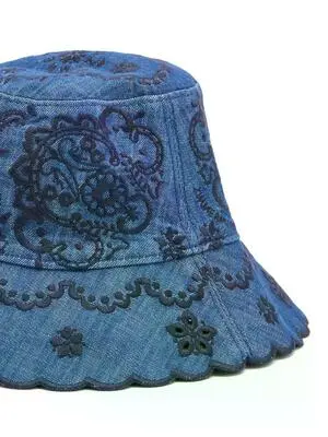 Zimmermann Paisley Embroidered Scallop-edge Bucket Hat