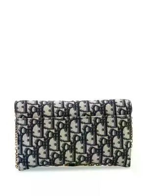 Dior Saddle Chain Wallet Oblique Canvas Crossbody Bag - Blue