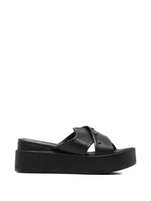 SERGIO MORETTI FIRENZE Studded Crossover-strap Mules - Black