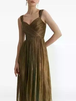 FRAMBOISE Maldon Plissé Lace-up Midi Dress - Brown