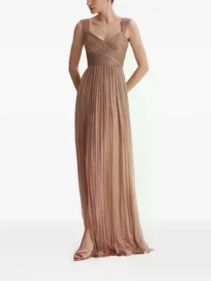 FRAMBOISE Plissé Lace-up Maxi Dress