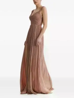 FRAMBOISE Plissé Lace-up Maxi Dress