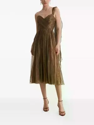 FRAMBOISE Kassia Plissé-effect One-shoulder Midi Dress