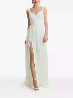 FRAMBOISE Delano Pleated Lace-up Maxi Dress - White