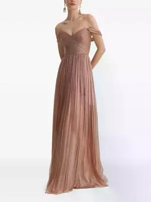 FRAMBOISE Vaasa Off-shoulder Maxi Dress - Brown