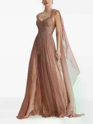 FRAMBOISE One-shoulder Pleated Maxi Dress