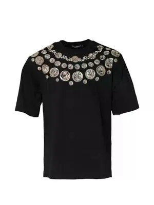 Dolce & Gabbana Coin-print Cotton T-shirt - Black