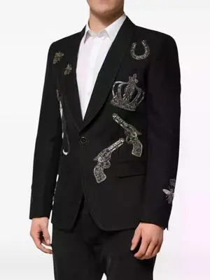 Dolce & Gabbana Embellished Shawl-lapel Blazer - Black
