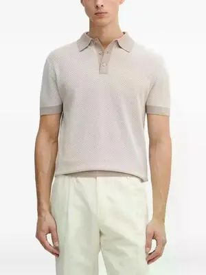 Guess Honeycomb-knit Short-sleeve Polo Shirt - Neutrals