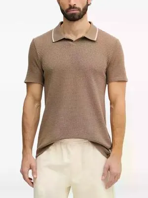 Guess Daryl Open-knit Polo-collar T-shirt - Brown