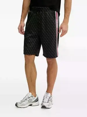 Guess Monogram Print Side Stripe Shorts - Black