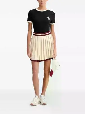 Guess Pleated Mini Skirt With Logo Waistband - Neutrals