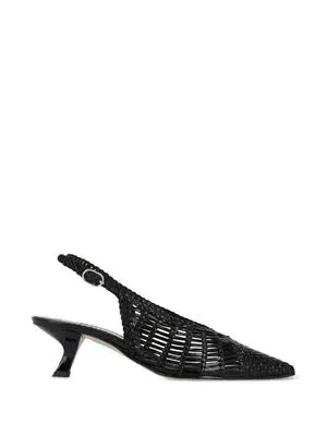 LA ROSE Woven Slingback Pumps - Black