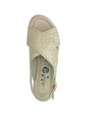 LA ROSE Woven Crossover Platform Sandals