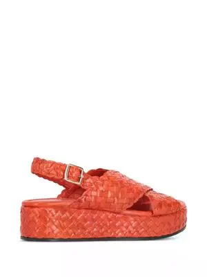 LA ROSE Woven Crossover Platform Sandals