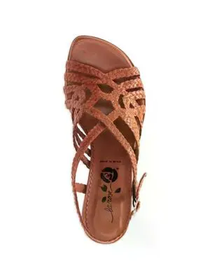 LA ROSE Woven Cage-strap Sandals