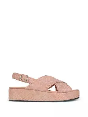 LA ROSE Woven Crossover-strap Platform Sandals - Pink