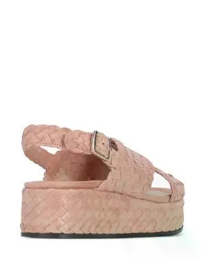 LA ROSE Woven Crossover-strap Platform Sandals