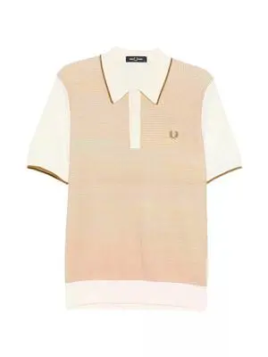Fred Perry Laurel Wreath Textured-knit Polo Shirt - Neutrals