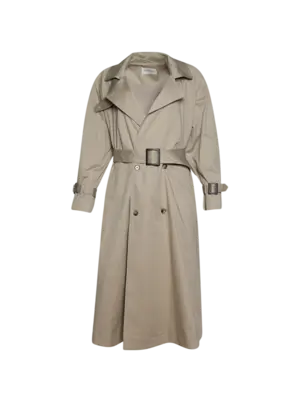 Nour Hammour Draped Cotton Trench Coat - Khaki