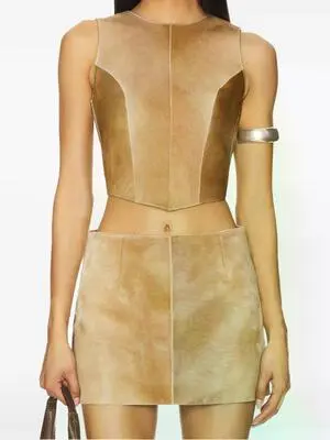 ZUT Hair-on Leather Skirt - Brown