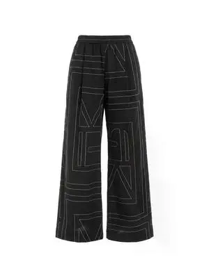 MEIMEIJ Contrast Stitch Wide-leg Trousers - Black