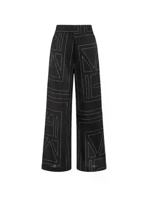 MEIMEIJ Contrast Stitch Wide-leg Trousers