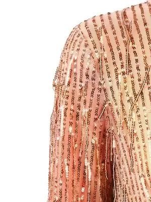 CLIPS Sequin-embellished Fringed Maxi Dress