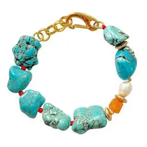 SMILLA BRAV Dublin Bracelet With Turquoise And Jade - Blue/gray