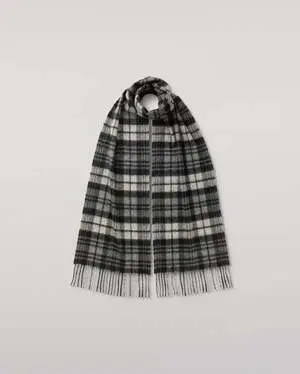 Johnstons Of Elgin Watch Dress Tartan Cashmere Scarf - Grey