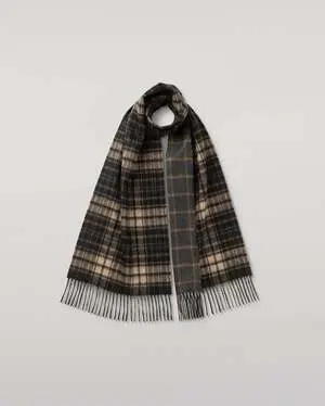Johnstons Of Elgin Dunnottar Tartan & Windowpane Cashmere Scarf - Multi