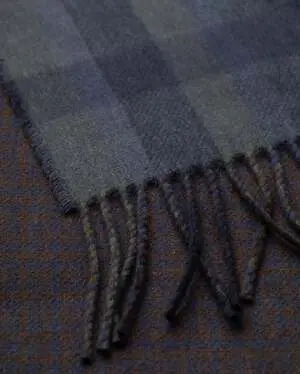 Johnstons Of Elgin Contrast & Brown Check Cashmere Scarf