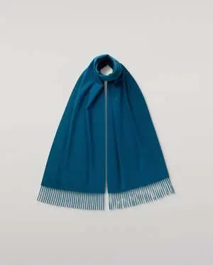 Johnstons Of Elgin Wide Cashmere Scarf - Blue