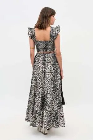 Rixo Kendall Nina Leopard Print Maxi Dress