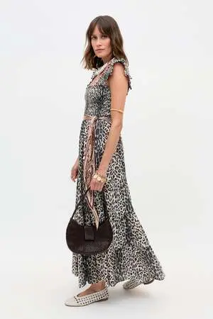 Rixo Kendall Nina Leopard Print Maxi Dress