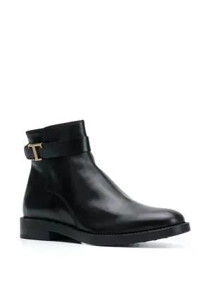 TOD'S T-buckle Leather Ankle Boots