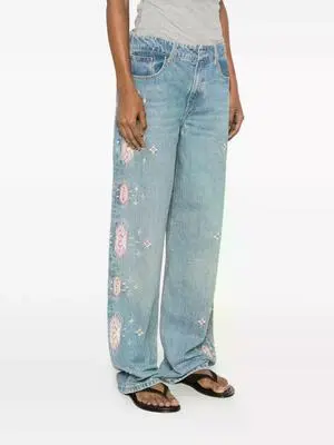 Retrofete Embroidered Crystal-embellished Jeans