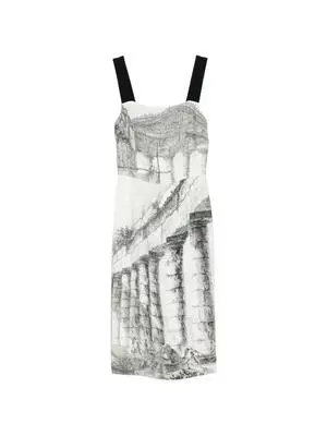 Dolce & Gabbana Greek Temple Print Midi Dress
