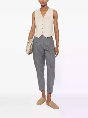 Peserico Pinstriped Pleated Trousers - Grey